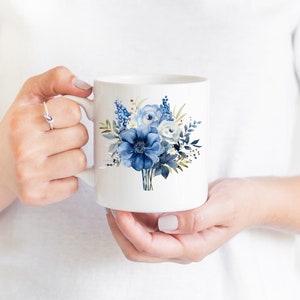 Indigo Blue Flower PNG, Watercolor Blue Floral Clipart Bundle, Wedding ...