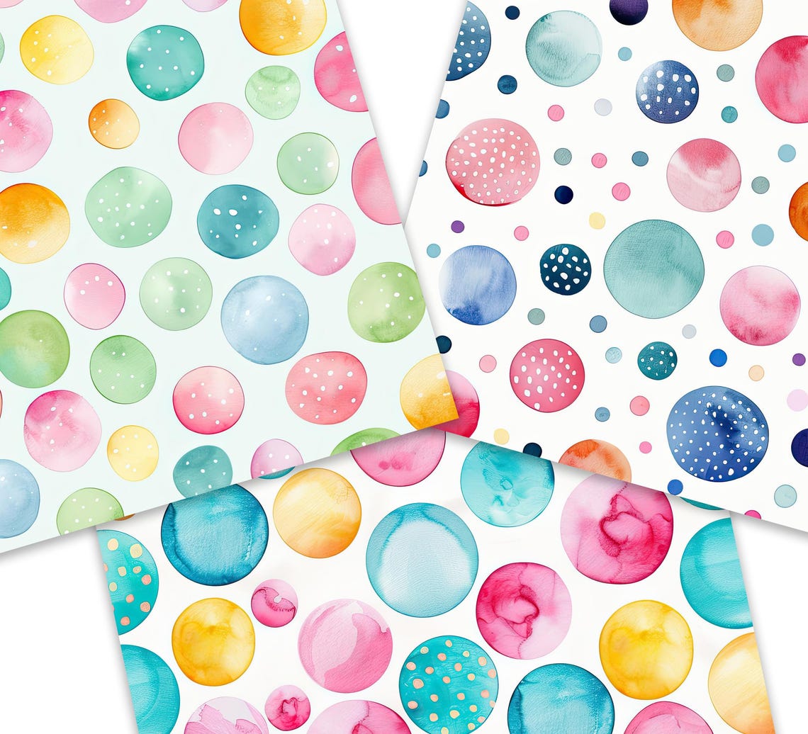 Watercolor Dot Digital Paper, Dot Background Bundle, Digital Download ...