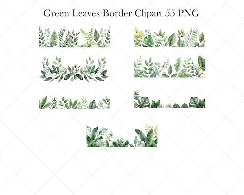 Green Leaves PNG, Watercolor Leaf Border Clipart, Tropical Leaves ...
