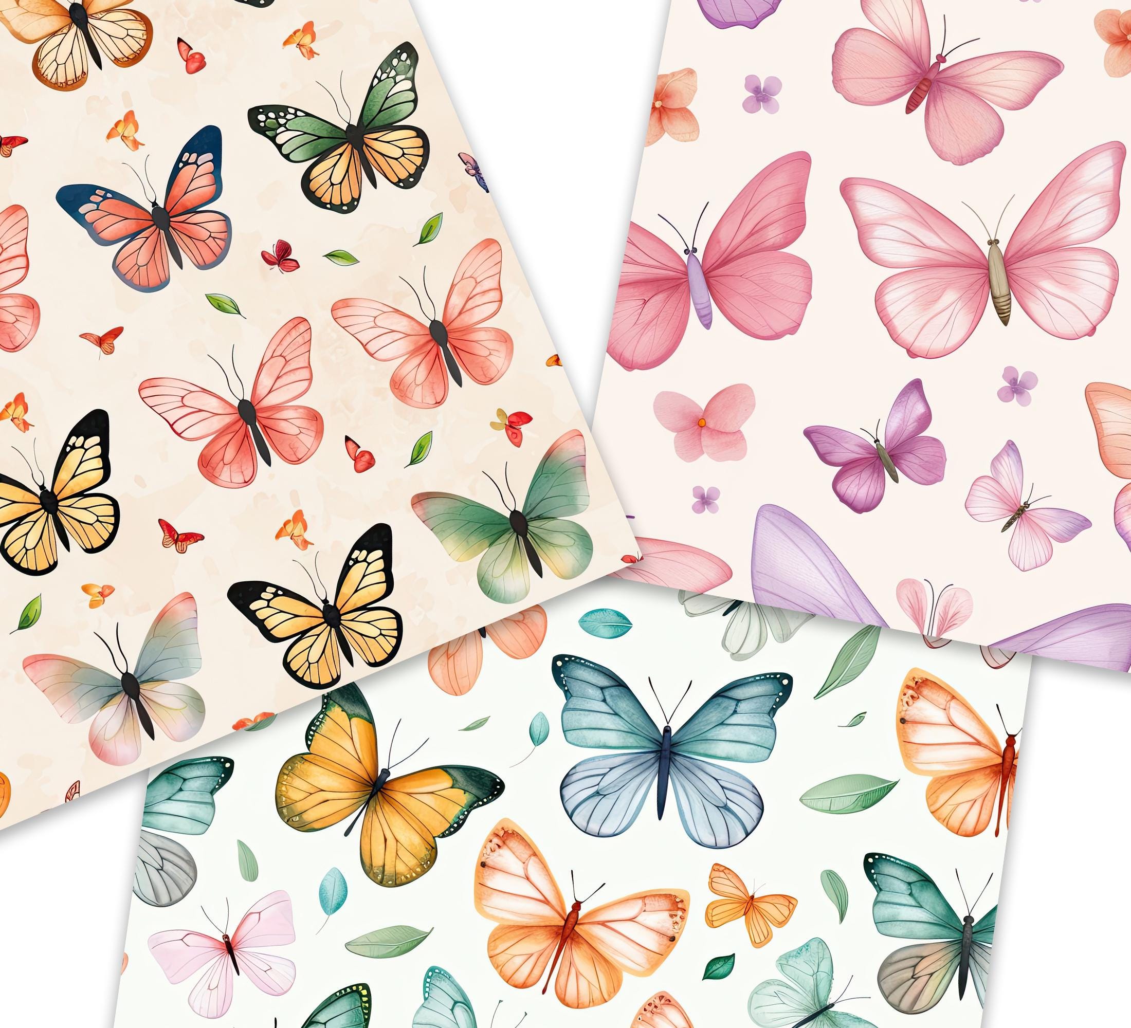 Butterfly Digital Paper, Butterfly Background Bundle, Scrapbook Paper ...