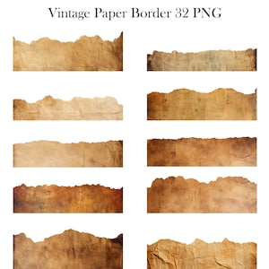 Vintage Paper Border Clipart, Torn Paper, Scrapbooks, Junk Journal ...