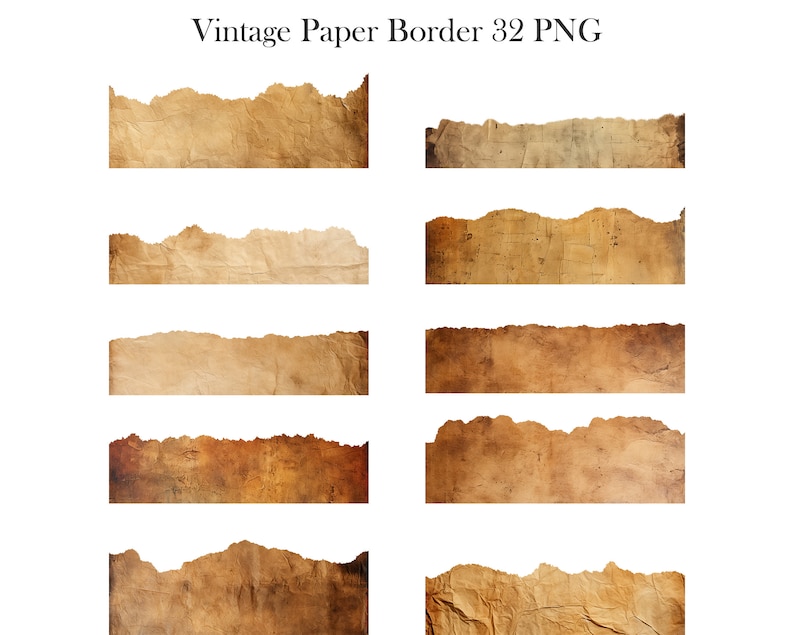 Vintage Paper Border Clipart, Torn Paper, Scrapbooks, Digital Download ...