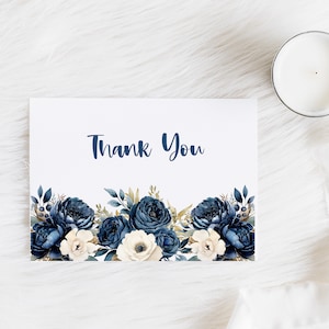 Navy Blue Flower Clipart, Watercolor Blue Floral PNG, Wedding Flower ...