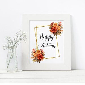 Autumn Rose Glitter Frame Clipart, Watercolor Fall Flower Gold Glitter ...