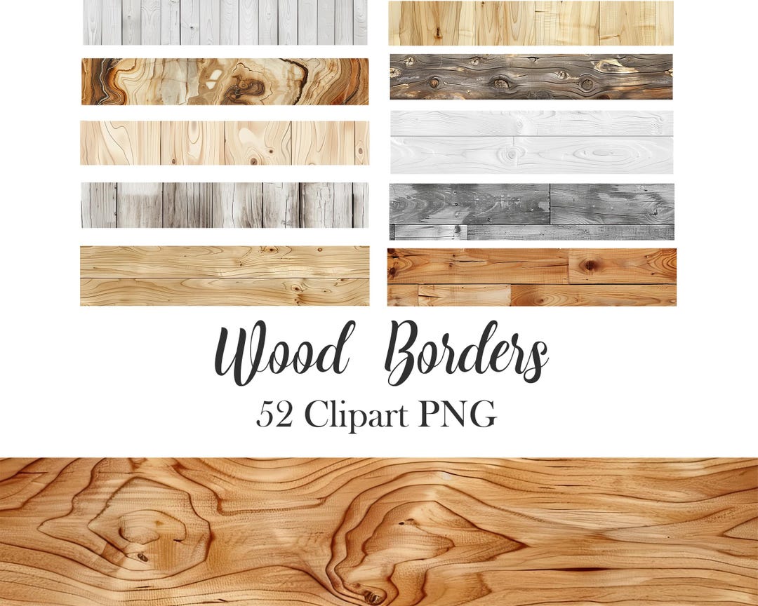 Wood Border Clipart, Borders PNG, Scrapbook, Junk Journal, Digital ...