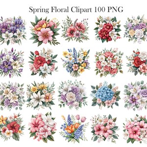 Spring Floral Clipart Bundle, Flower PNG, Bouquet, Wreath, Flower ...