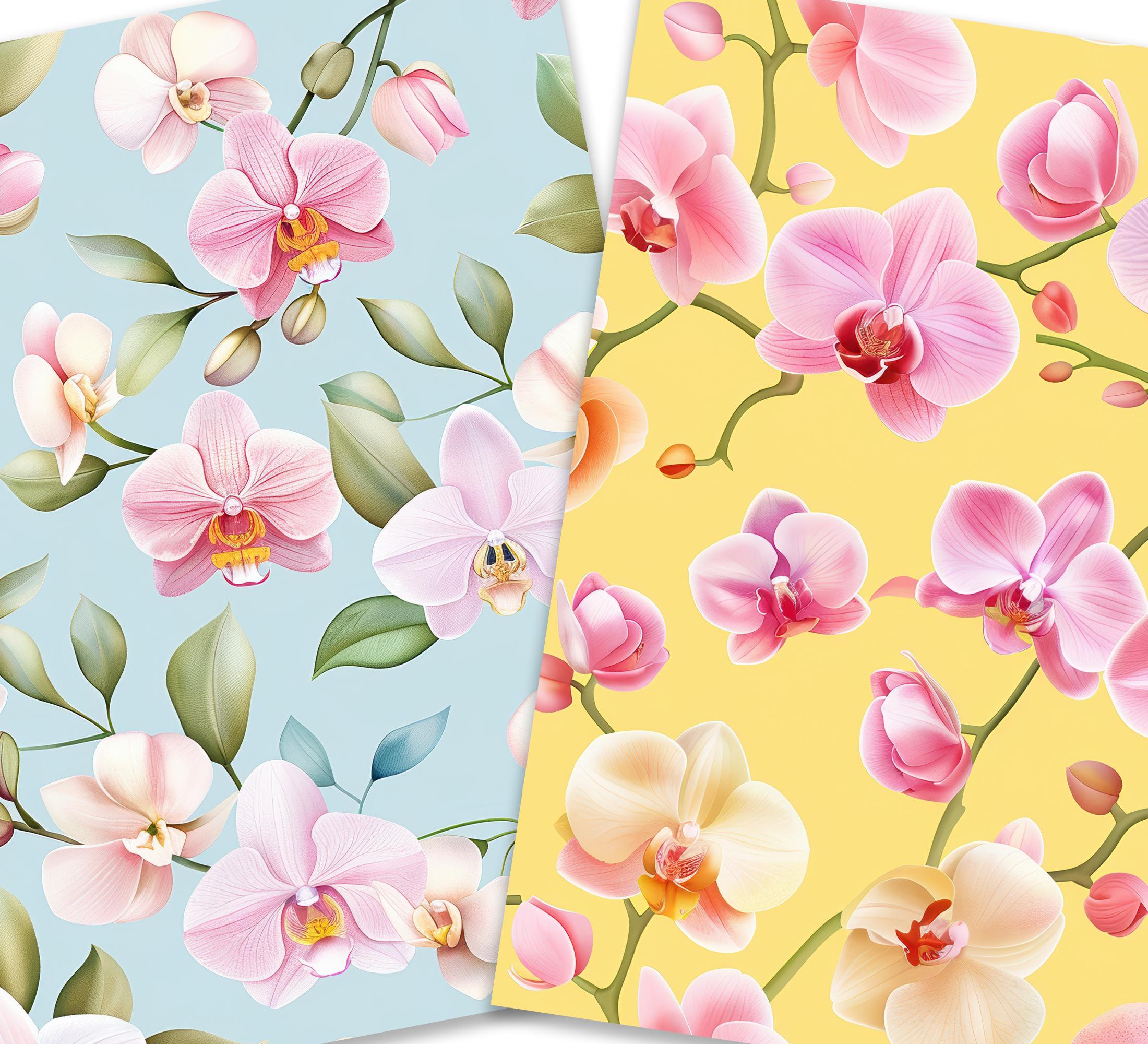 Orchid Digital Paper, Orchid Background Bundle, Spring Flower ...