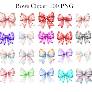 Bow Clipart Bundle, Watercolor Ribbon Clipart, Bow PNG, Pink Bows ...
