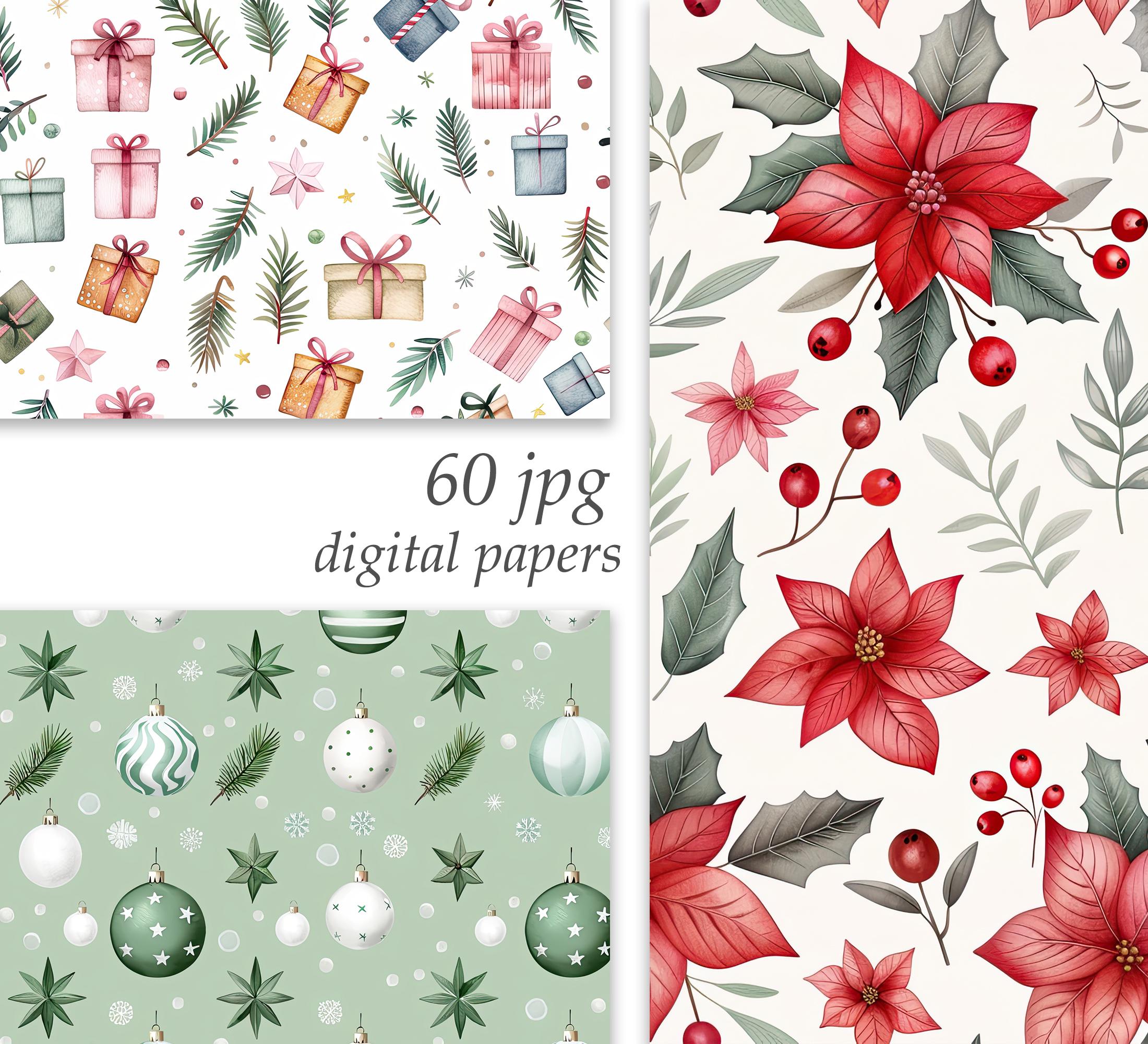 Christmas Digital Paper, Christmas Background Bundle, Scrapbook Paper ...