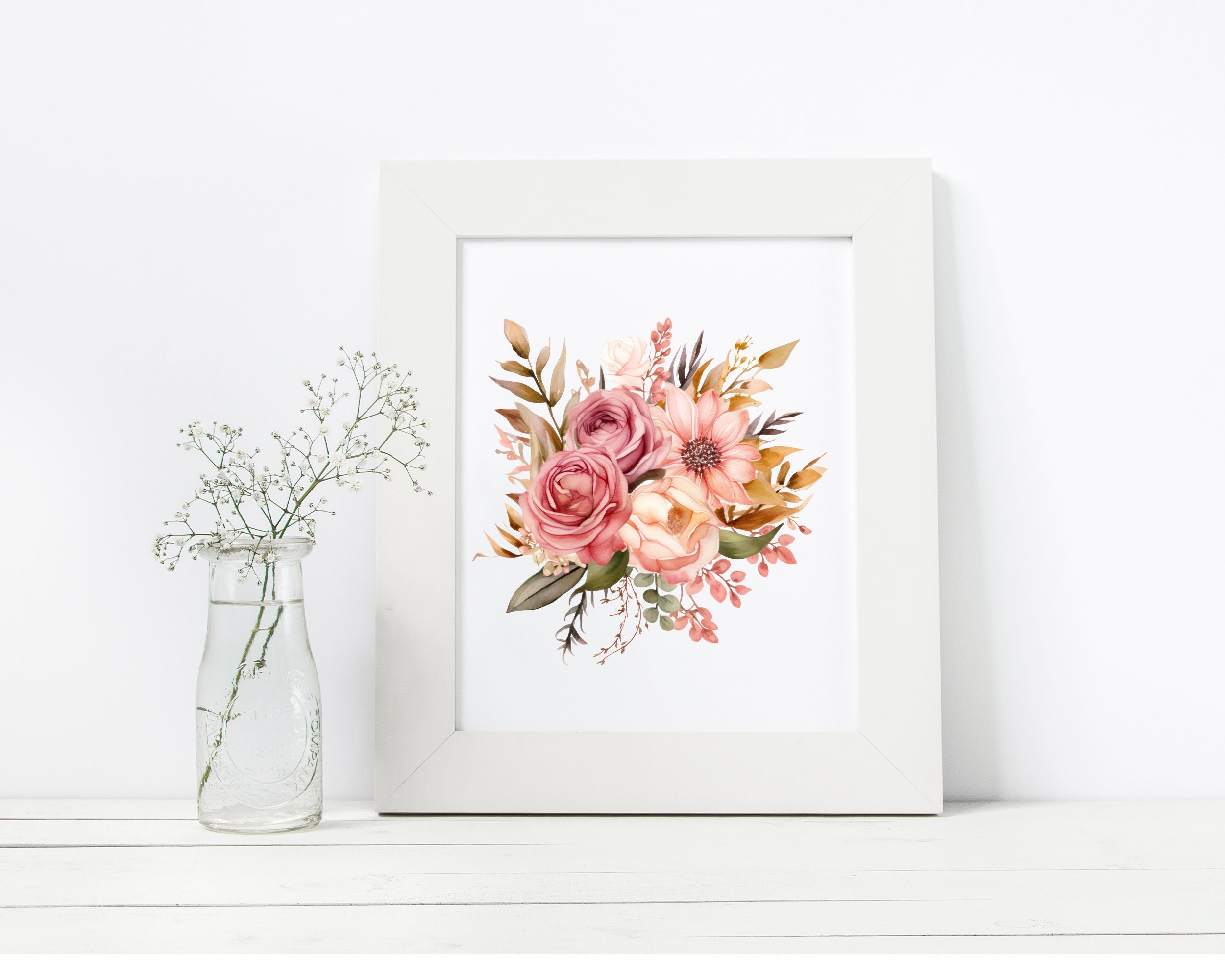 Pink and Gold Flower PNG, Watercolor Pink Floral Clipart, Flower ...