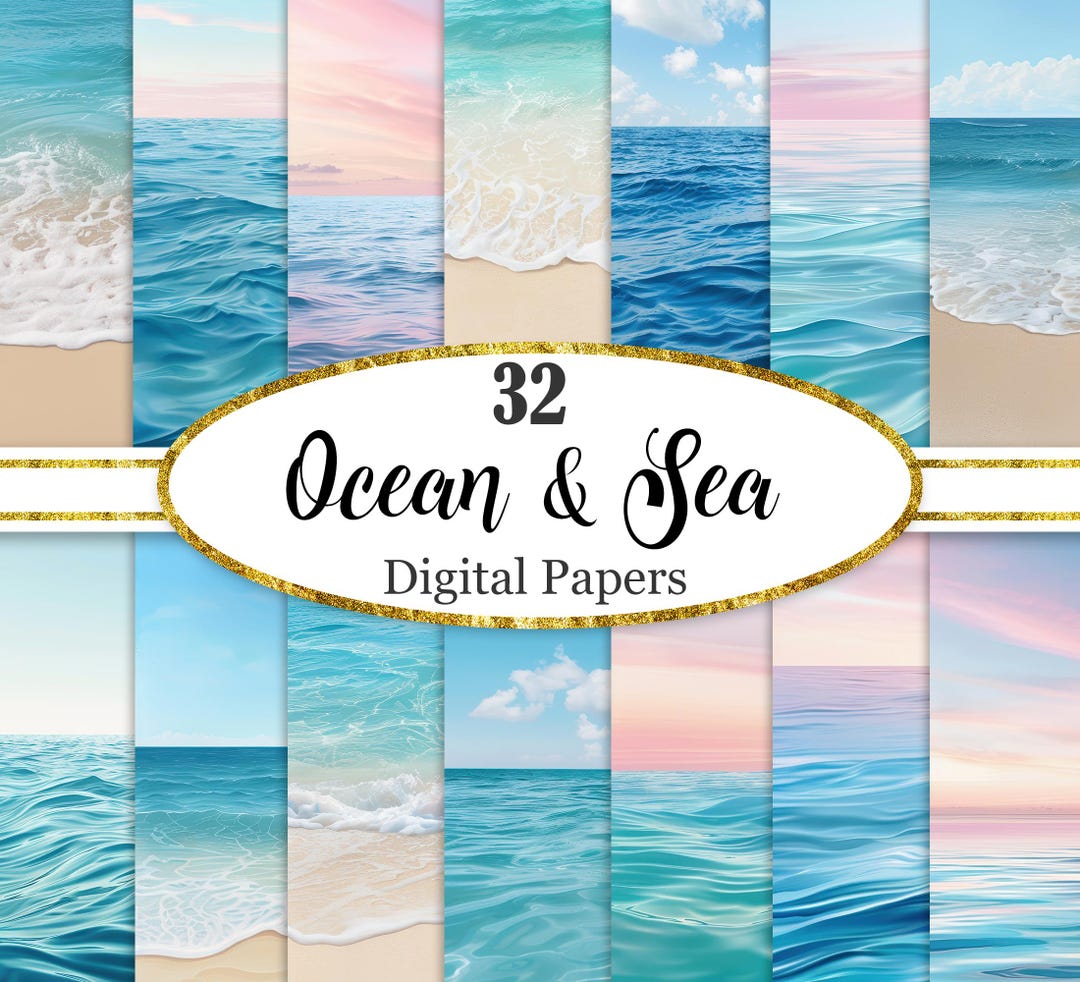 Ocean Digital Paper, Sea Background, Beach, Summer, Scrapbook Paper ...