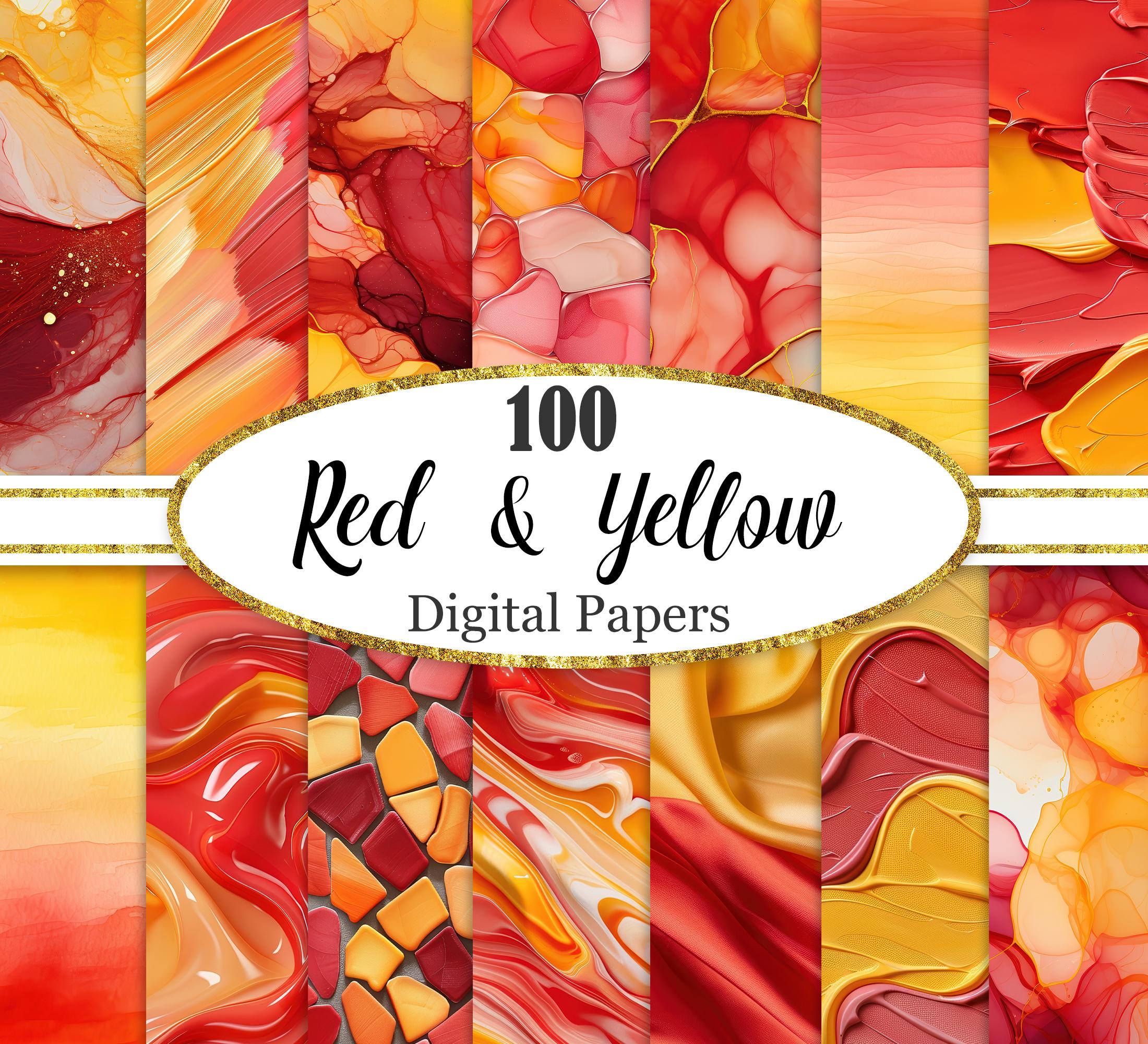 Red Yellow Digital Paper, Red Background, Yellow Texture, Scrapbook ...