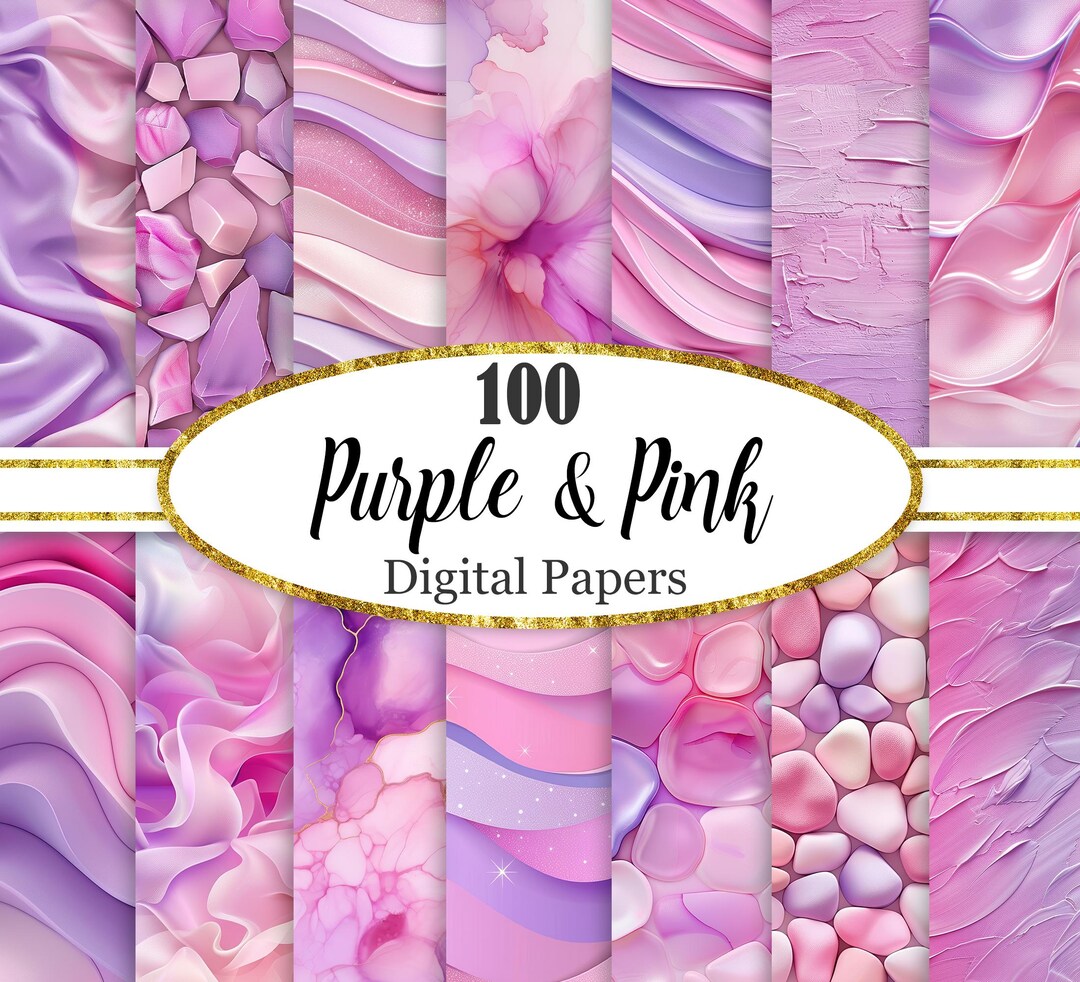 Purple Pink Digital Paper, Pink Background Bundle, Purple Texture ...