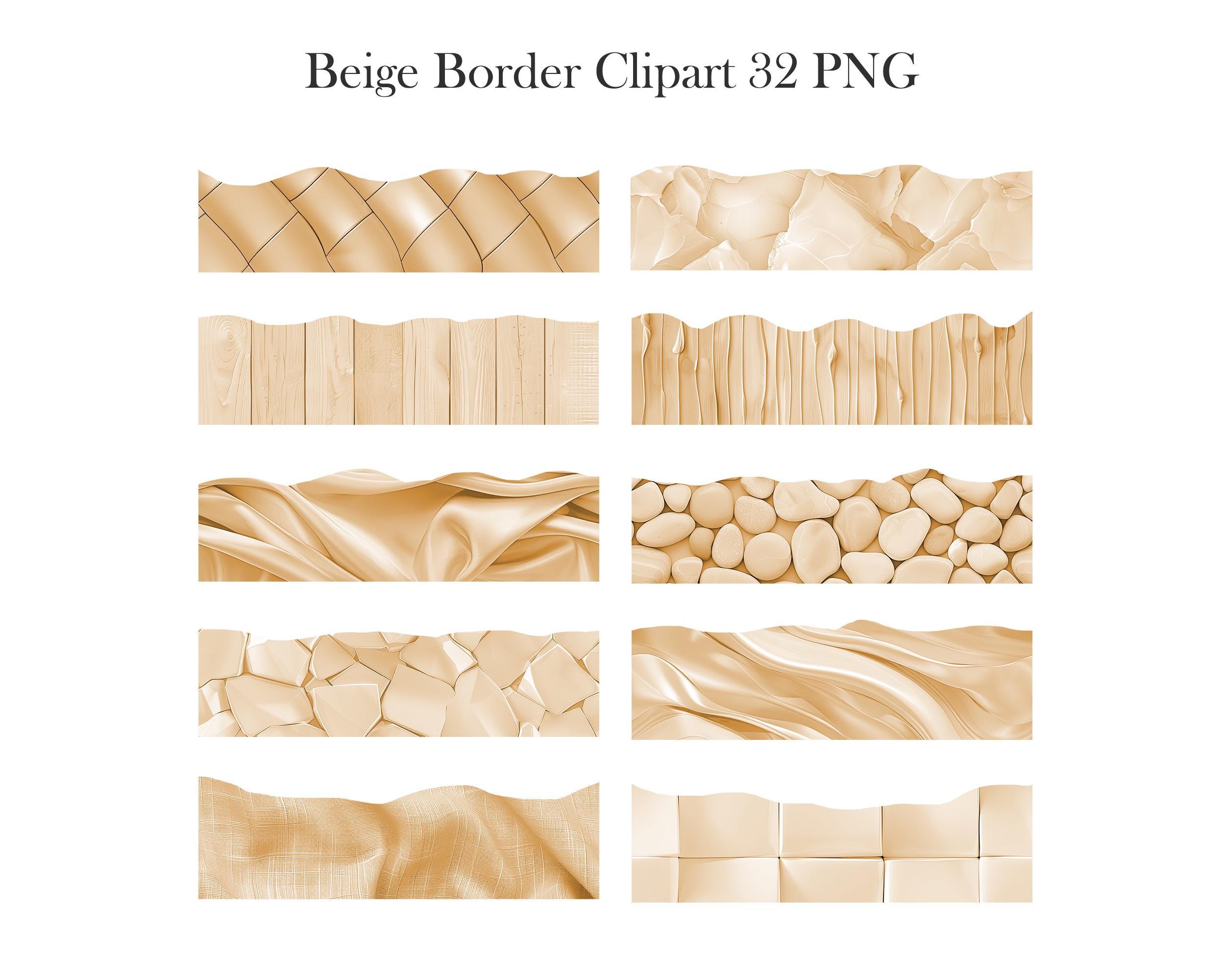 Beige Border Clipart, Beige Texture Borders PNG, Scrapbook, Digital ...