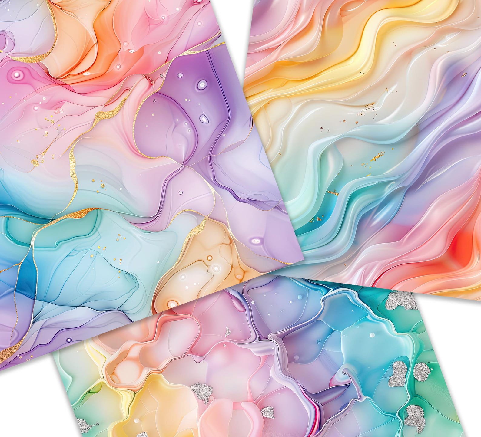 Pastel Digital Paper, Pastel Alcohol Ink Background Bundle, Scrapbook ...