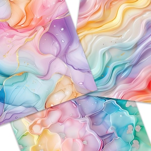 Pastel Digital Paper, Pastel Alcohol Ink Background Bundle, Scrapbook ...