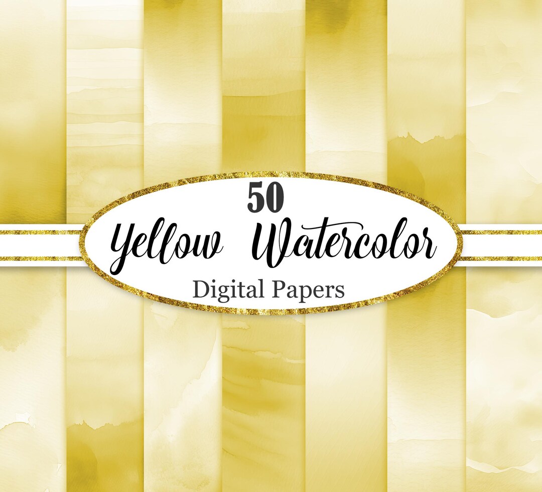 Yellow Watercolor Digital Paper, Yellow Background, Yellow Texture ...