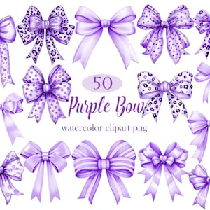 Purple Bow PNG, Watercolor Purple Ribbon Clipart, Purple Bow Clipart ...