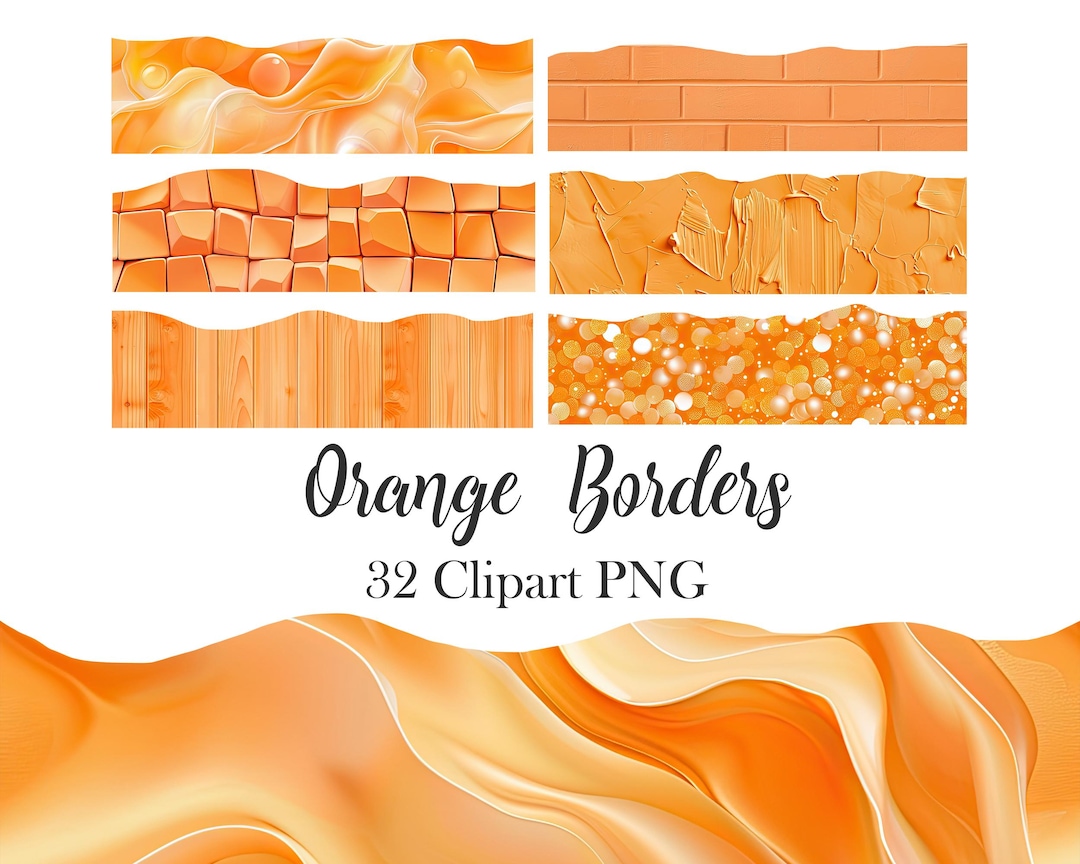 Orange Border Clipart, Orange Texture Borders PNG, Scrapbook, Digital Download - Etsy