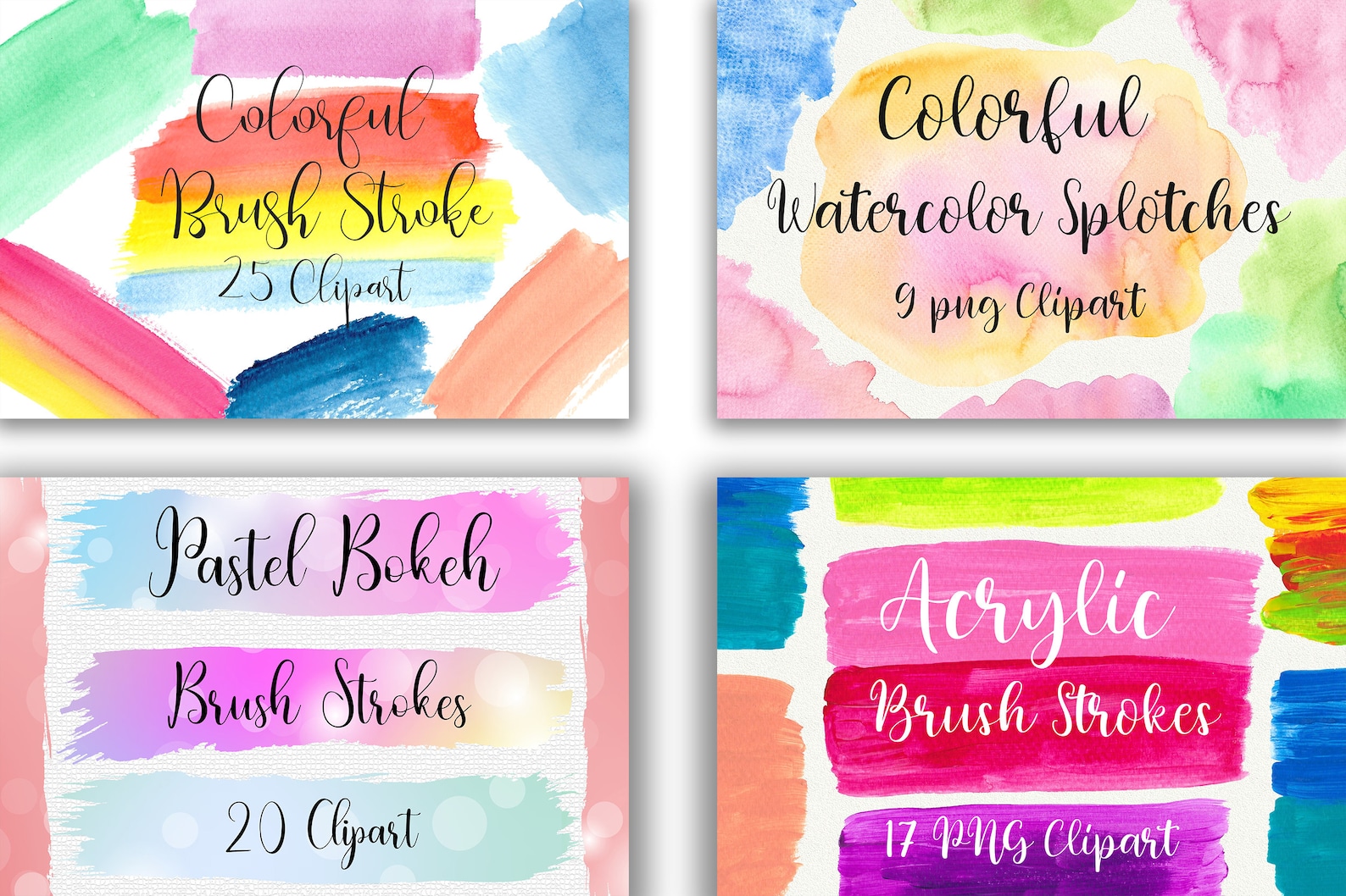 Watercolor Brush Stroke Clipart Bundle Watercolor Splash - Etsy
