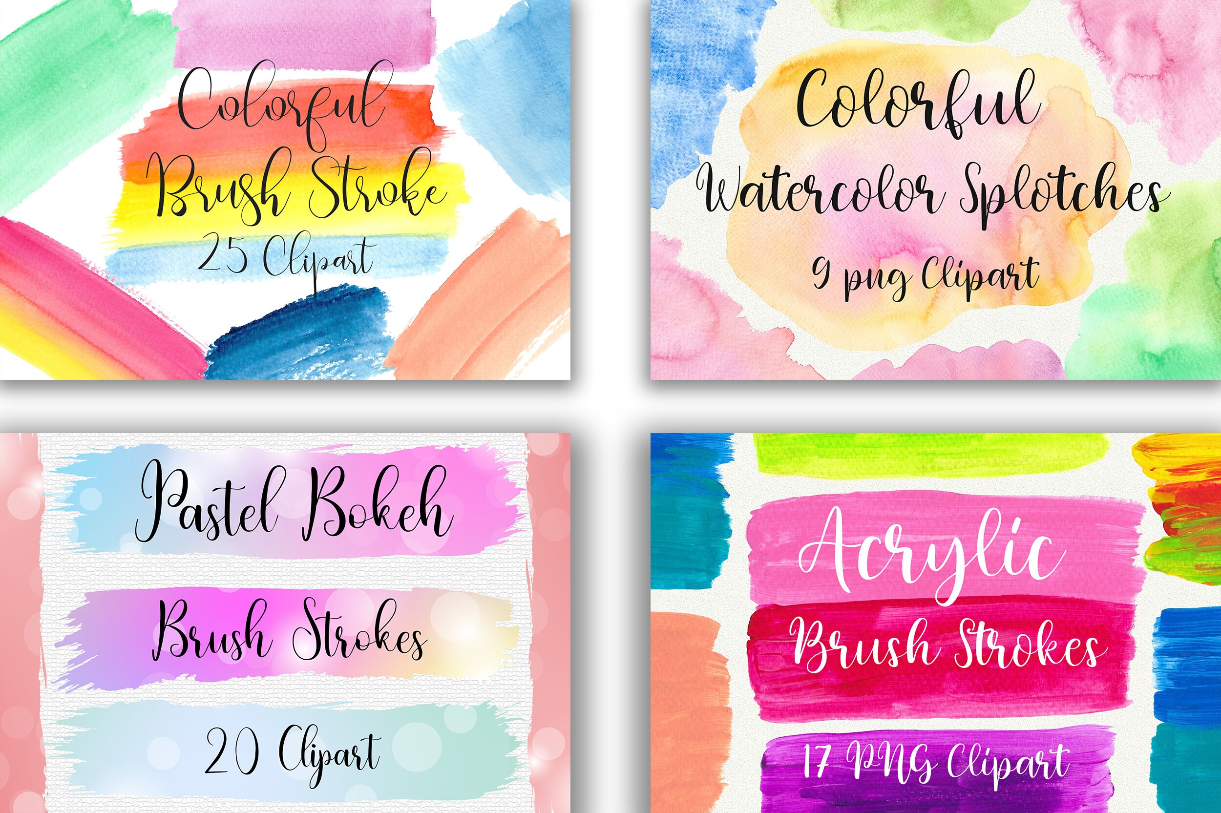 Watercolor Brush Stroke Clipart Bundle Watercolor Splash Clipart Png ...