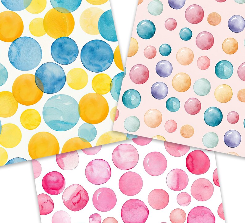 Watercolor Dot Digital Paper, Dot Background Bundle, Digital Download ...