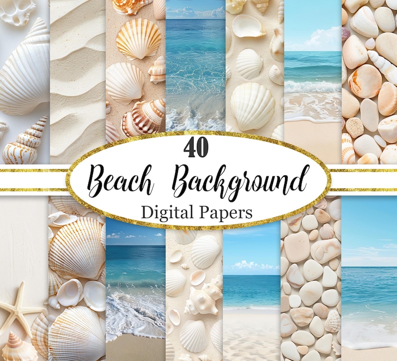 Beach Digital Paper, Sea Background, Scrapbook Papers - Etsy