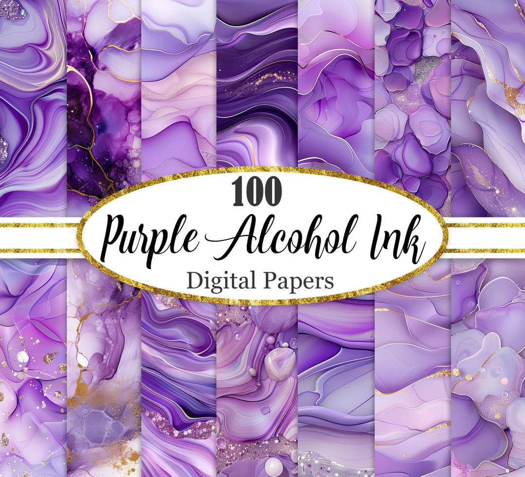 Purple Digital Paper, Purple Alcohol Ink Background Bundle, Scrapbook ...