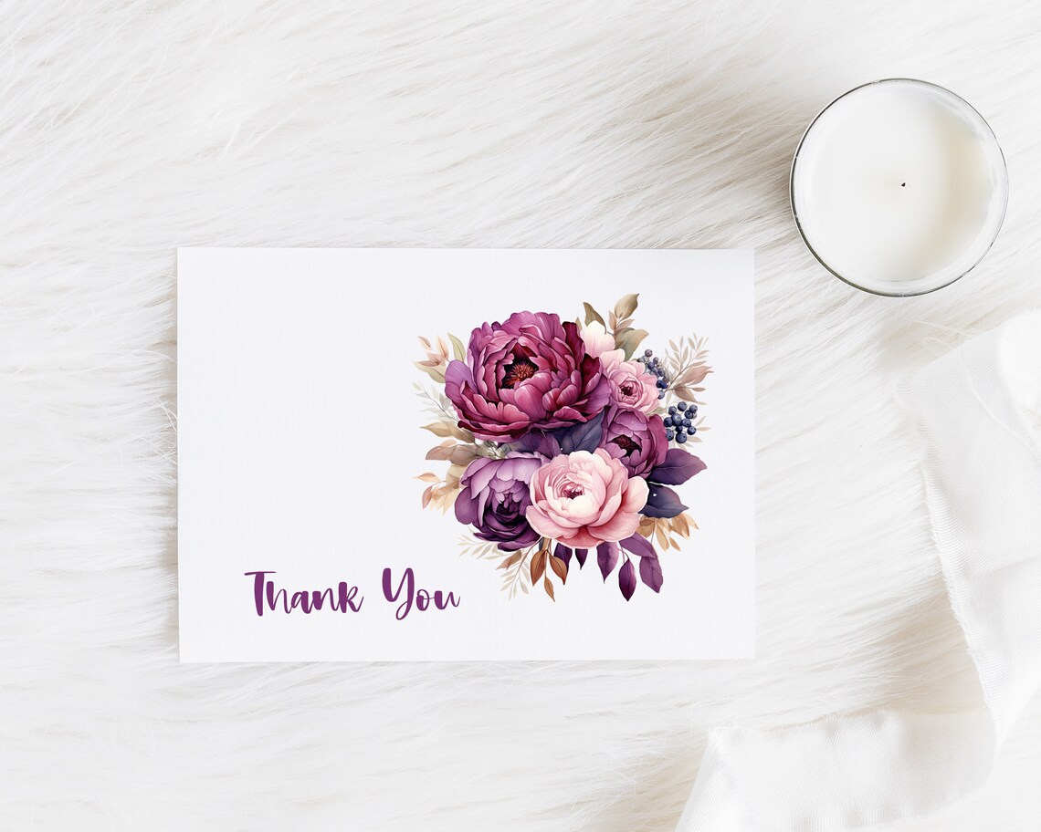 Purple Burgundy Flower Clipart, Watercolor Floral PNG, Wedding Flower ...