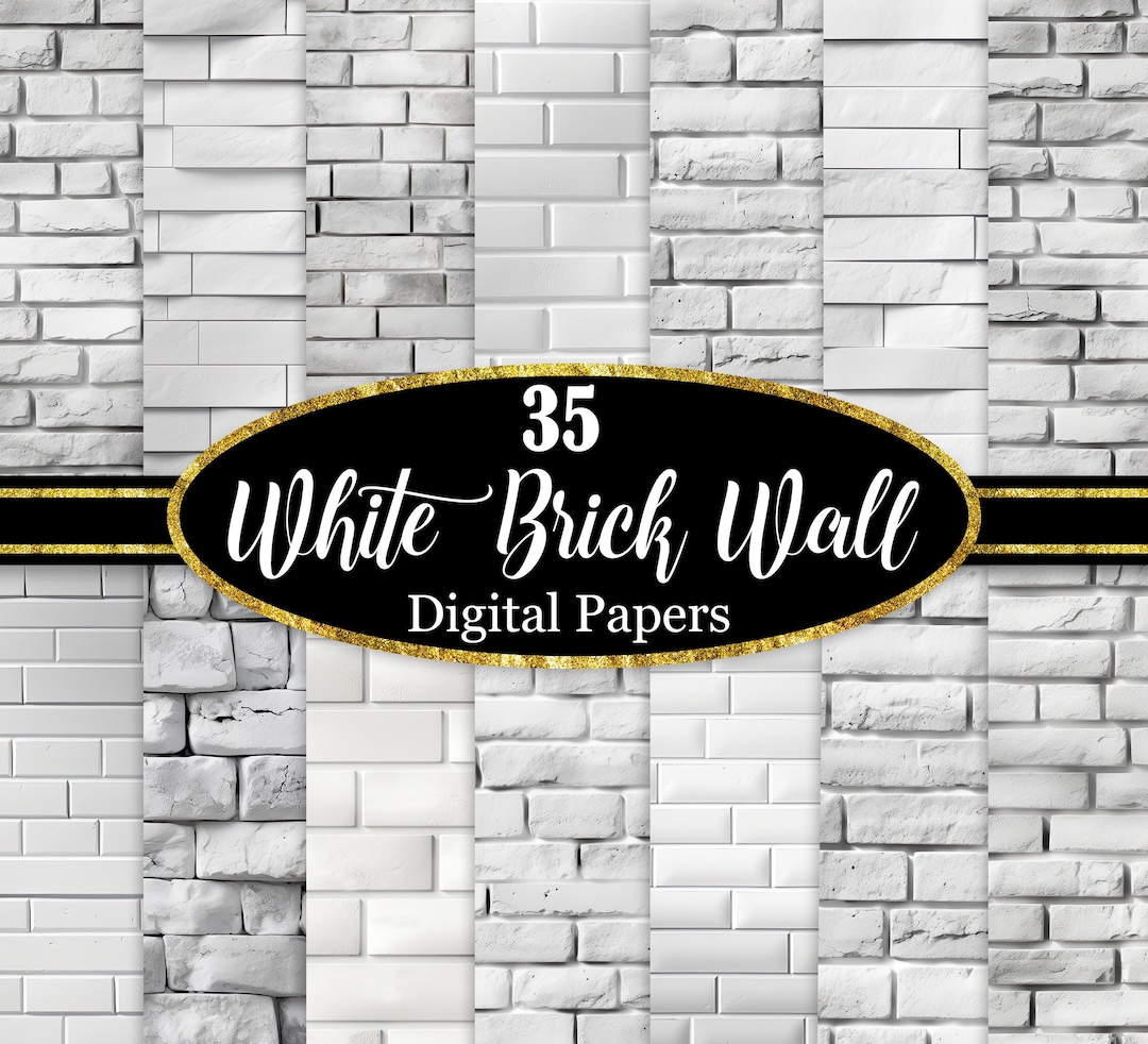 White Brick Wall Digital Paper, Brick Background, White Texture ...