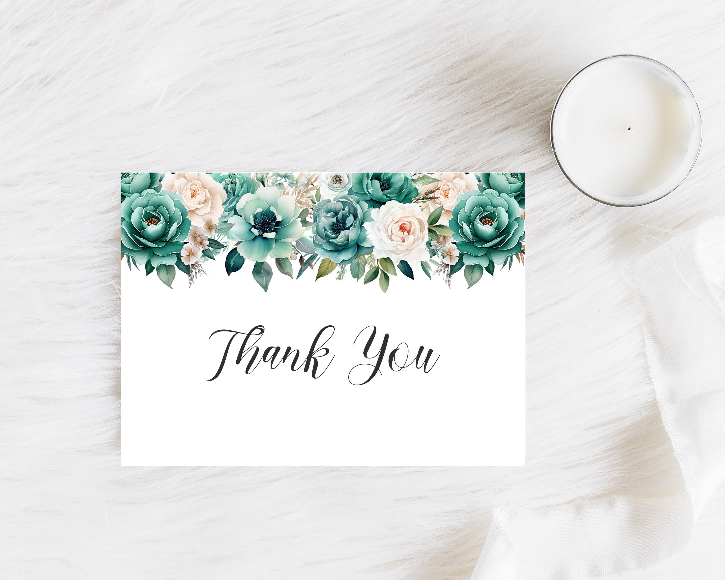 Teal Green Flower Border Clipart, Watercolor Green Floral PNG, Flower ...