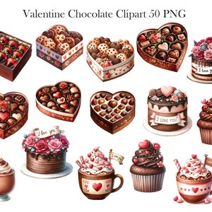 Valentine Chocolate Clipart, Watercolor Chocolate PNG, Valentine Day ...