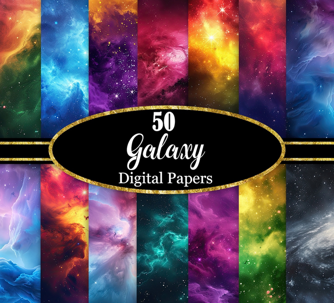 Galaxy Digital Paper, Galaxy Background, Scrapbook Papers, Junk Journal ...