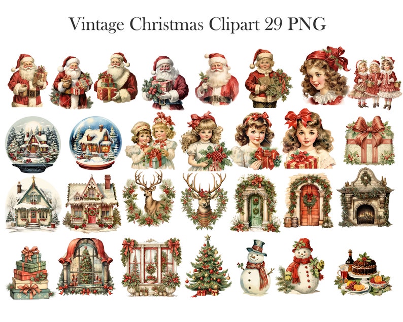 Vintage Christmas PNG Clipart, Retro Christmas Girl, Christmas PNG ...