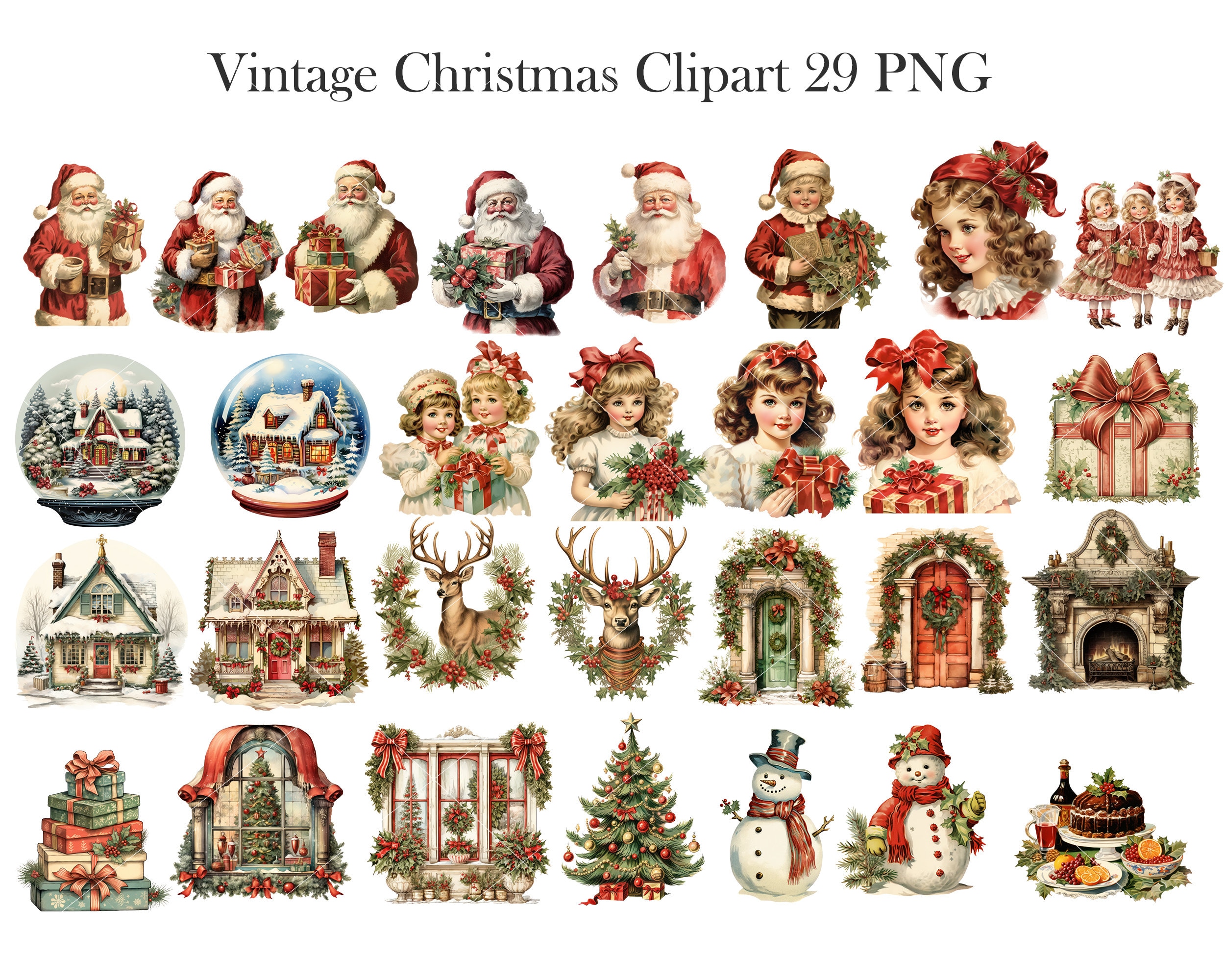 Vintage Christmas PNG Clipart, Retro Christmas Girl, Christmas PNG ...