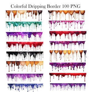 Colorful Dripping Border Clipart, Rainbow Drips Borders PNG, Digital ...