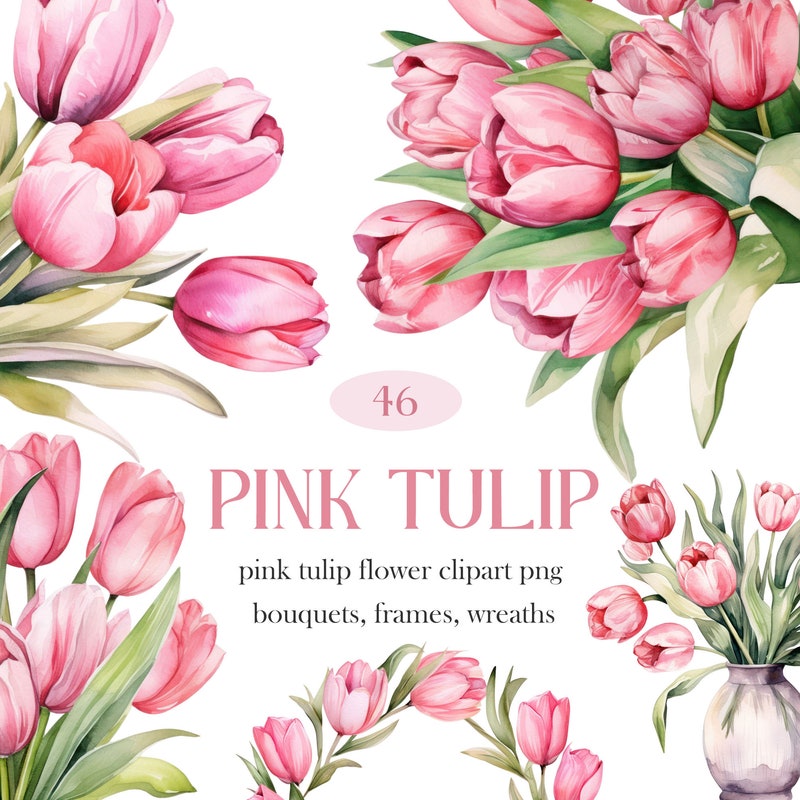 Pink Tulip Watercolour - Etsy