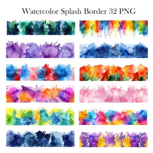 Watercolor Splash Border PNG, Splatter Borders Clipart, Colorful ...