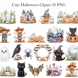 Halloween PNG, Cute Halloween Clipart Bundle, Halloween Sublimation ...