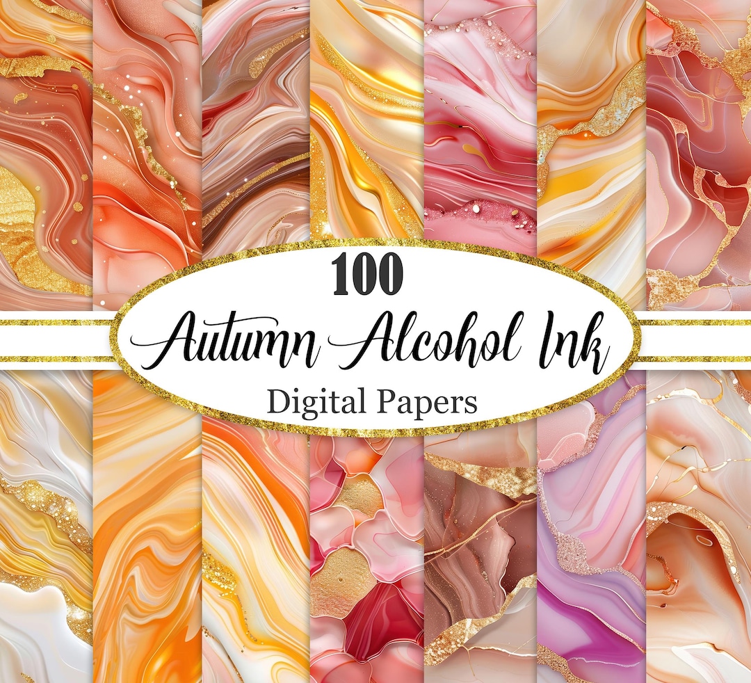 Autumn Digital Paper, Alcohol Ink Background Bundle, Autumn Texture ...