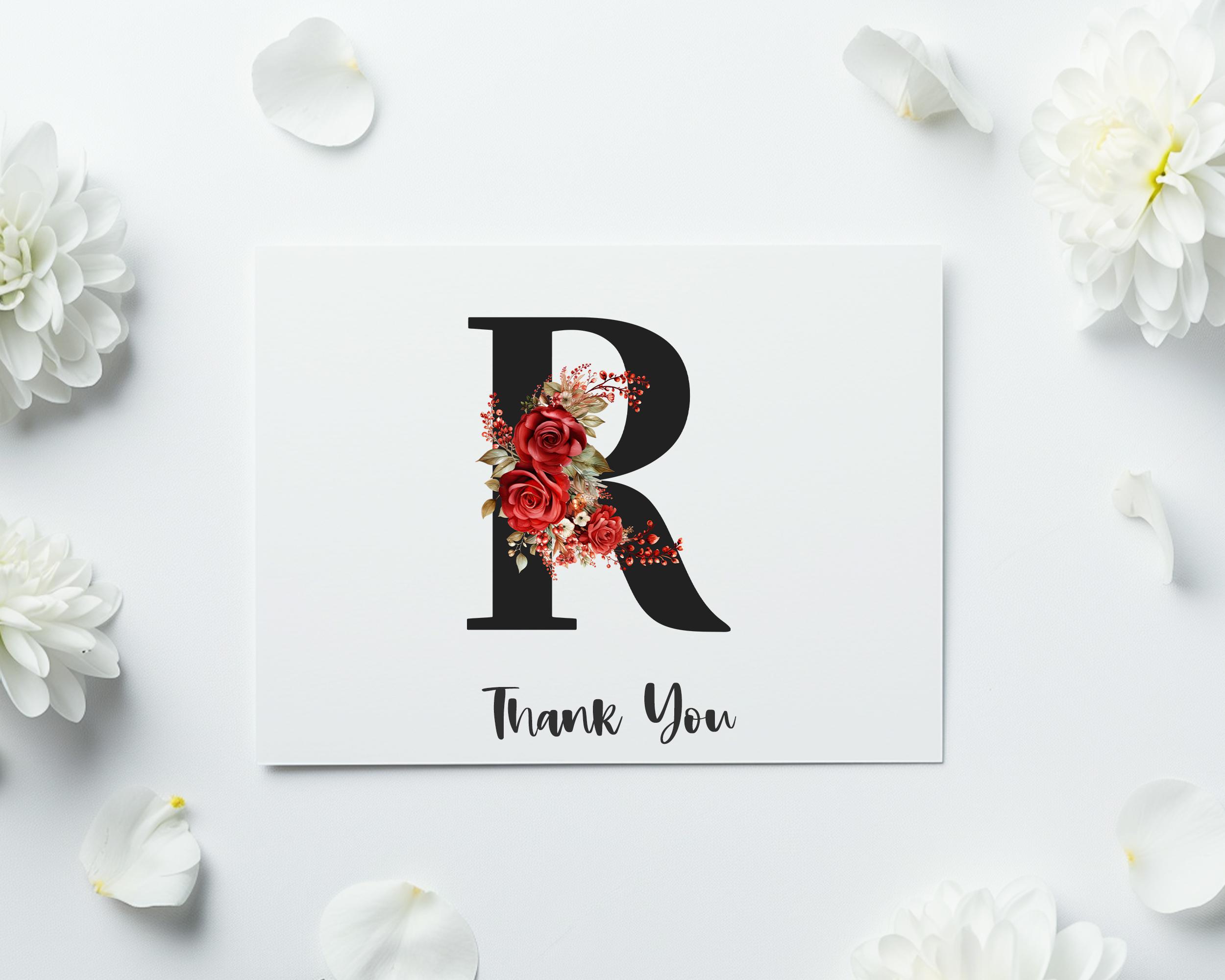 Floral Alphabet Clipart, Red Rose Alphabet PNG, Watercolor Flower ...