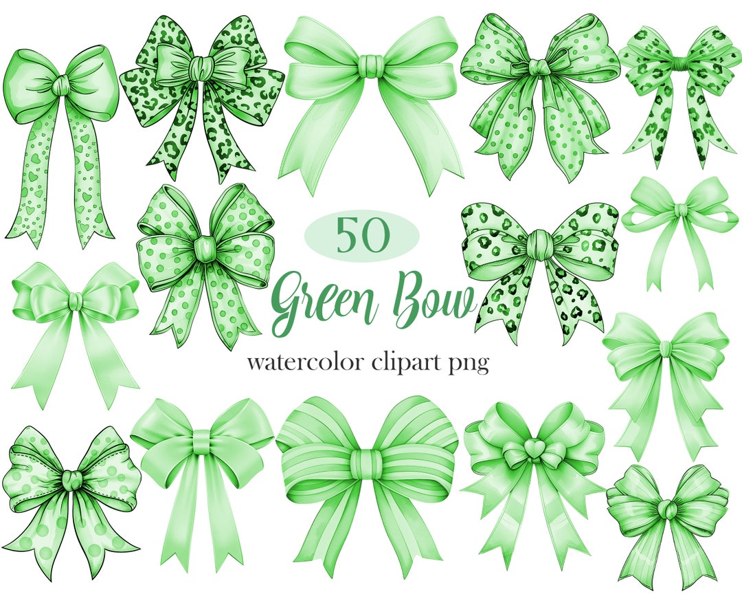Green Bow PNG, Watercolor Green Ribbon Clipart, Green Bow Clipart ...