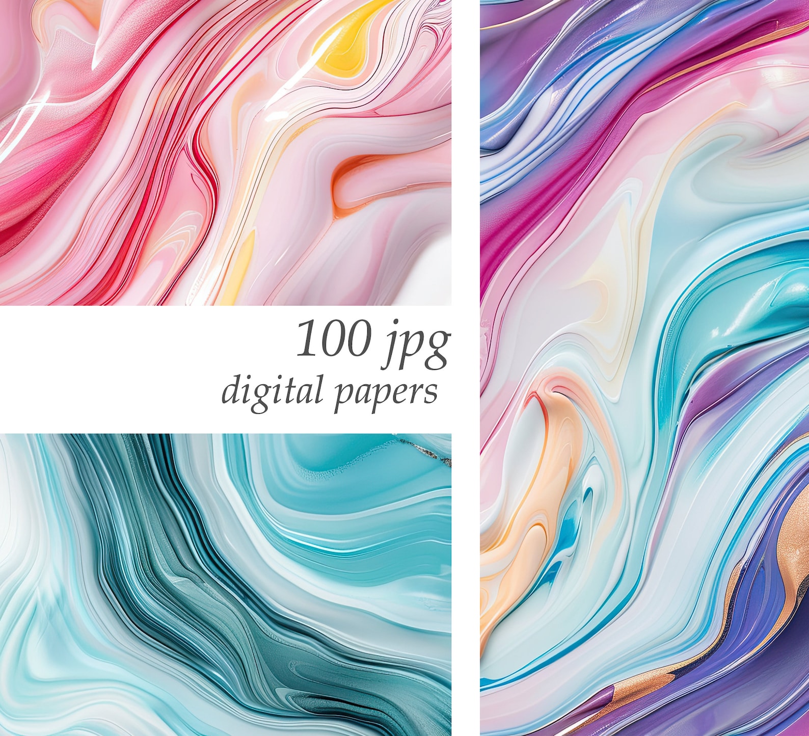 Marble Digital Paper Pack, Marble Background Bundle, Scrapbook Papers ...