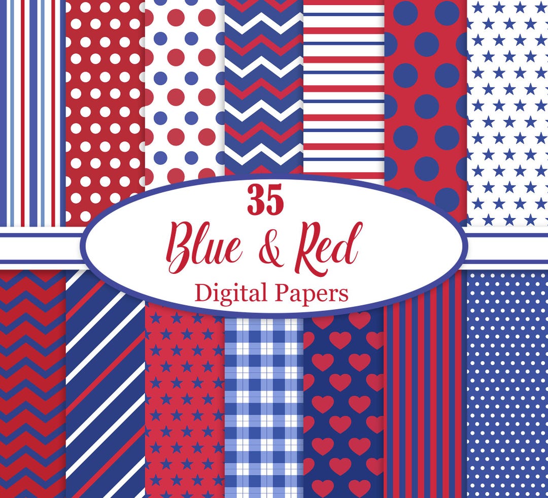 Blue Red Digital Paper, Red Blue Background, Scrapbook Paper, Texture ...