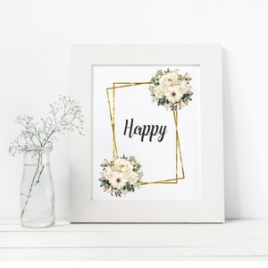 White Flower Frame Clipart, Watercolor White Floral Gold Frame PNG ...