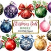 Christmas Clipart Bundle, Watercolor Christmas PNG, Christmas Ornaments ...
