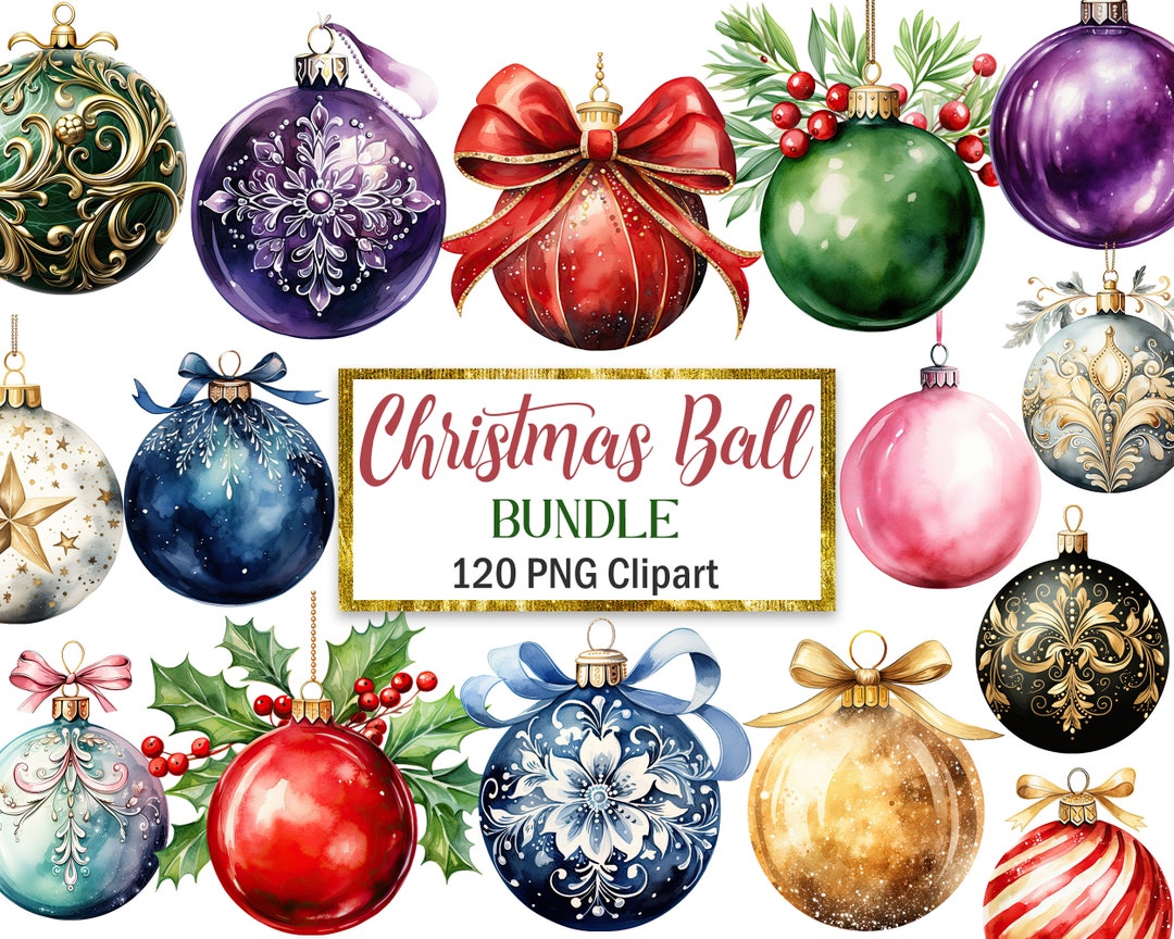 Christmas Ball Clipart, Watercolor Christmas Ornament PNG, Christmas ...