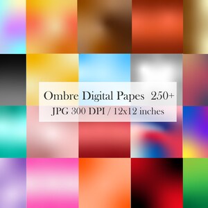 Ombre Digital Paper, Scrapbook Paper Pack, Rainbow Digital Paper Bundle ...