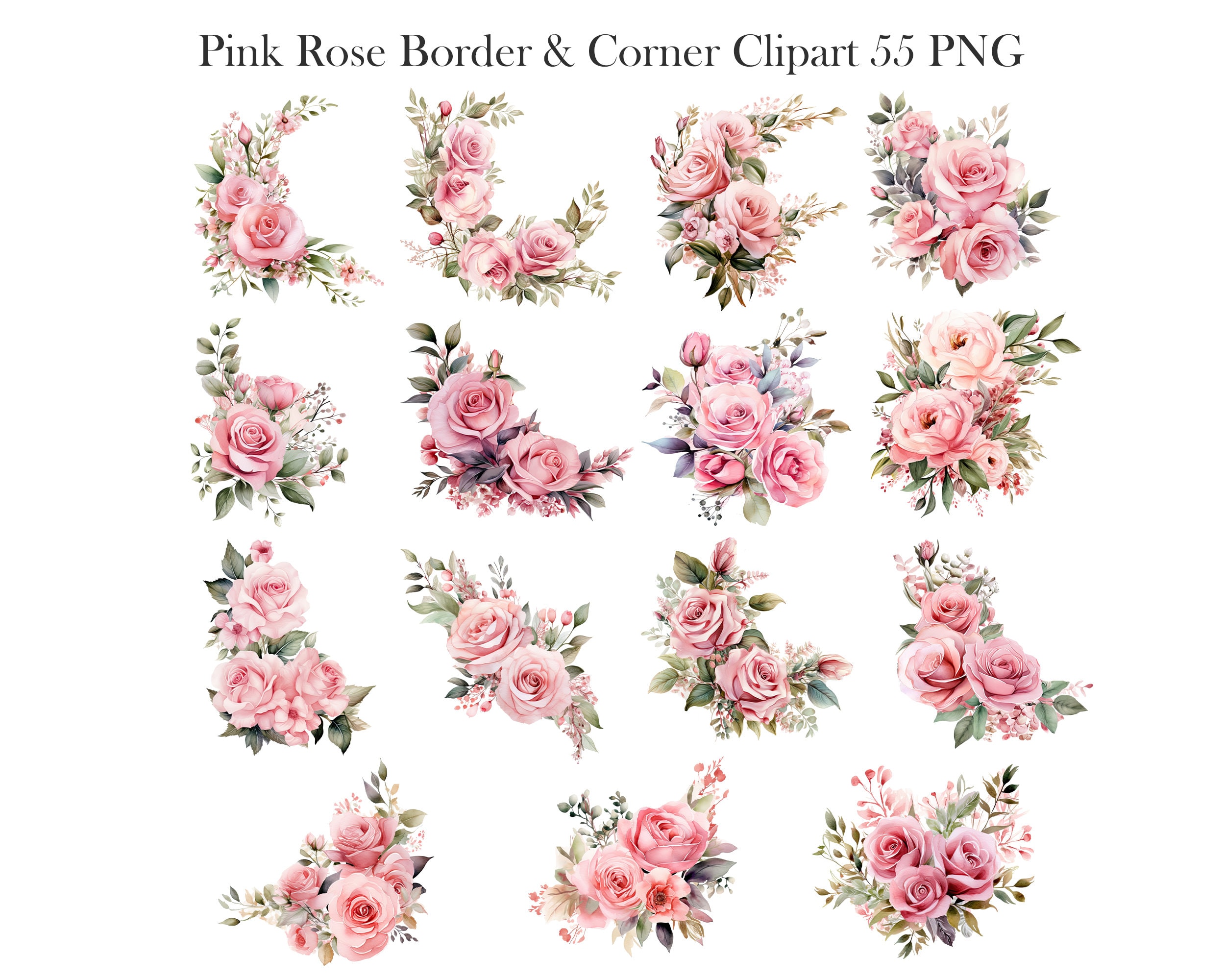 Pink Rose PNG, Watercolor Pink Rose Border Clipart, Rose Corner ...