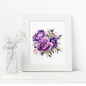 Purple Peony Flower Clipart, Peony PNG, Floral Bouquet, Purple Flower ...